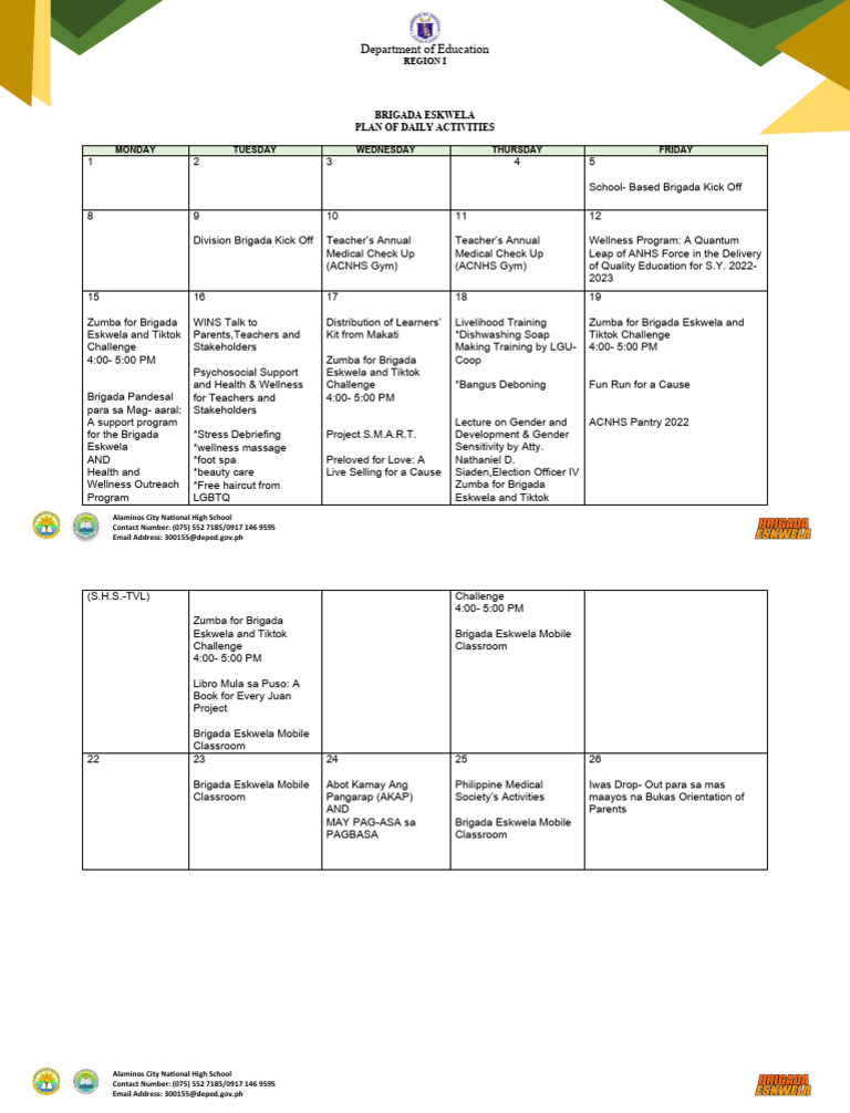 Daily Activities of Work | PDF