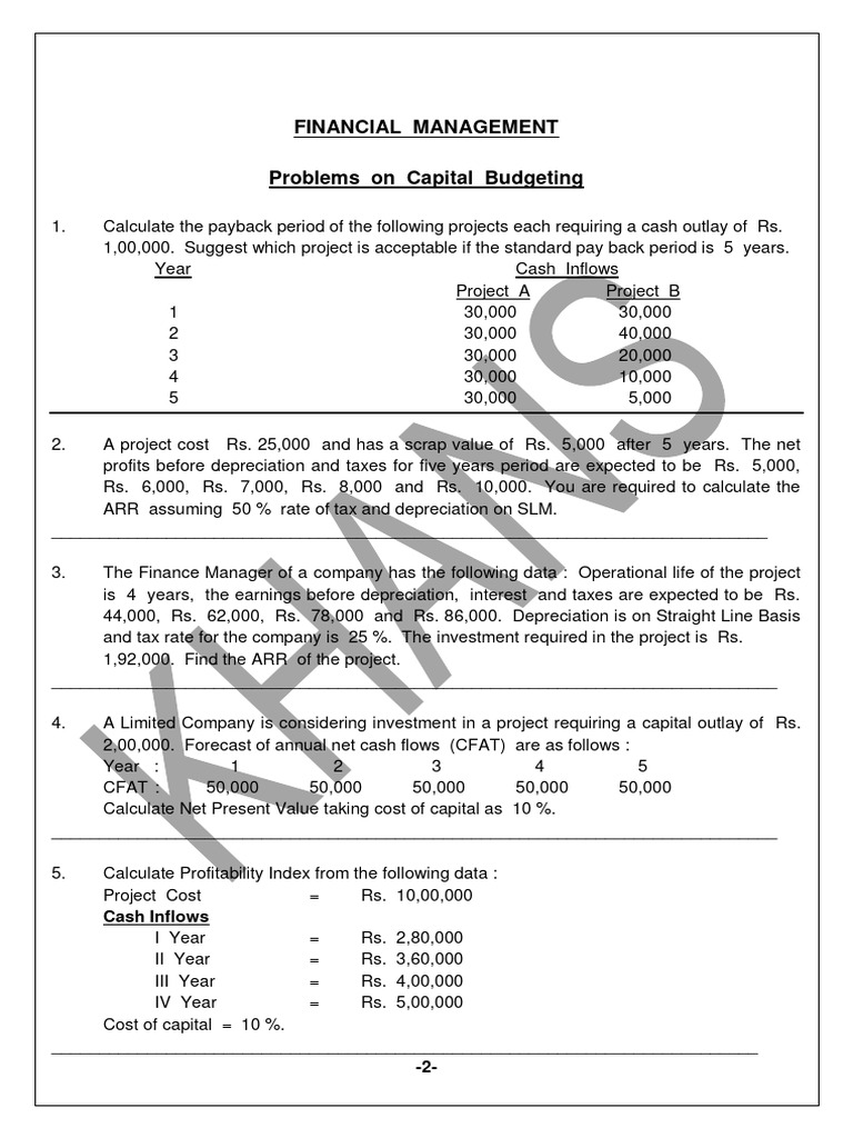 FM Problems On Capital Budgeting | PDF | Net Present Value | Internal Rate Of Return