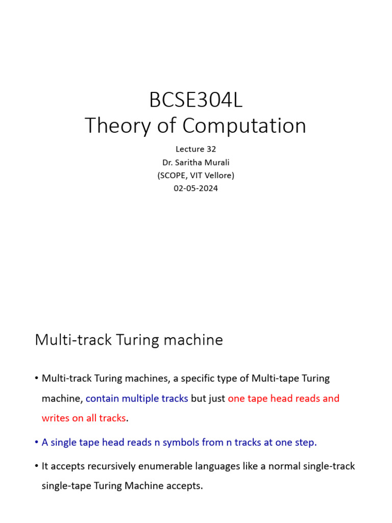 40-Multitrack TM, Pattern Matching-02-05-2024 | PDF | Regular Expression | Theory Of Computation