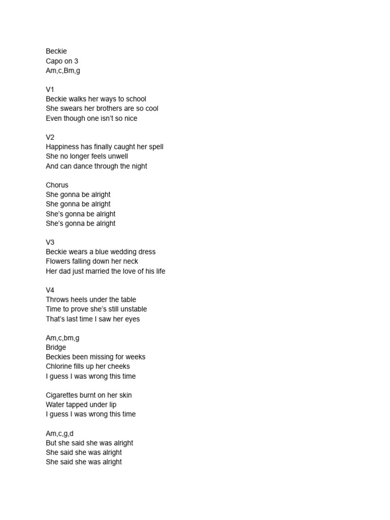 Beckie: A Poignant Song Story | PDF