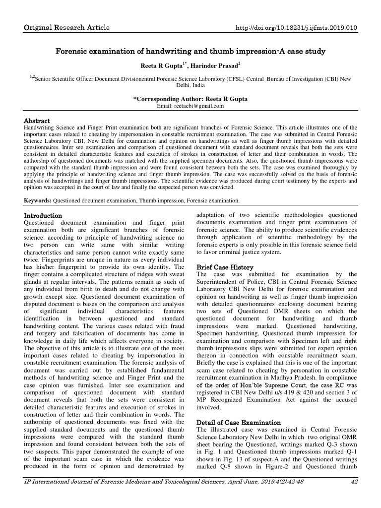 Forensic Examination of Handwriting and | PDF | Forensic Science ...