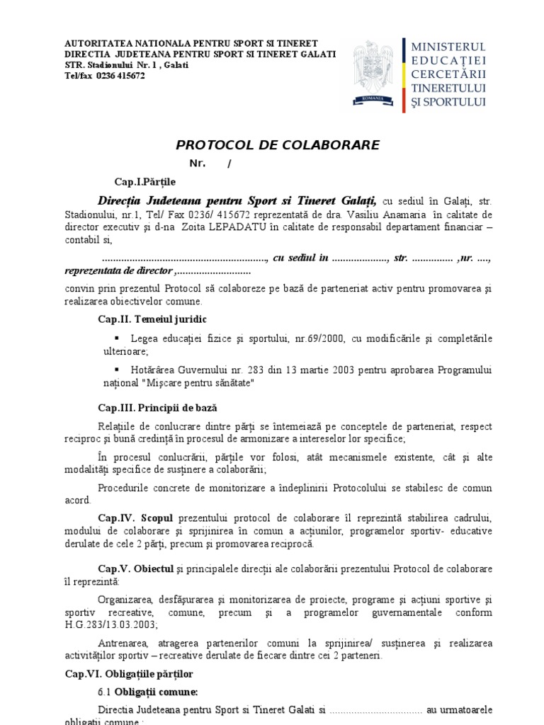 Protocol de Colaborare Model 2010