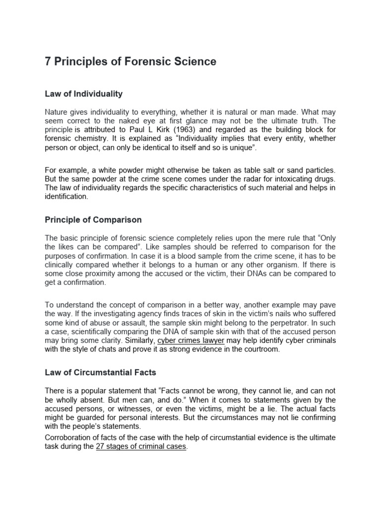 7 Principles of Forensic Science | PDF | Forensic Science | Crime Scene