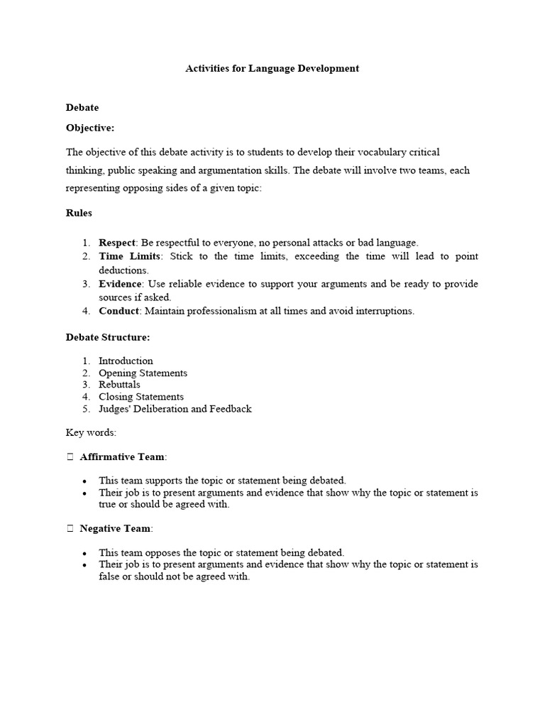 Activities For Language Development | PDF