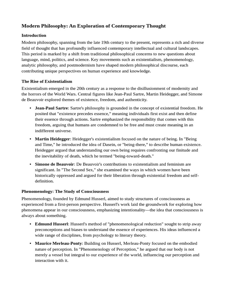 Modern Philosophy | PDF | Existentialism | Postmodernism