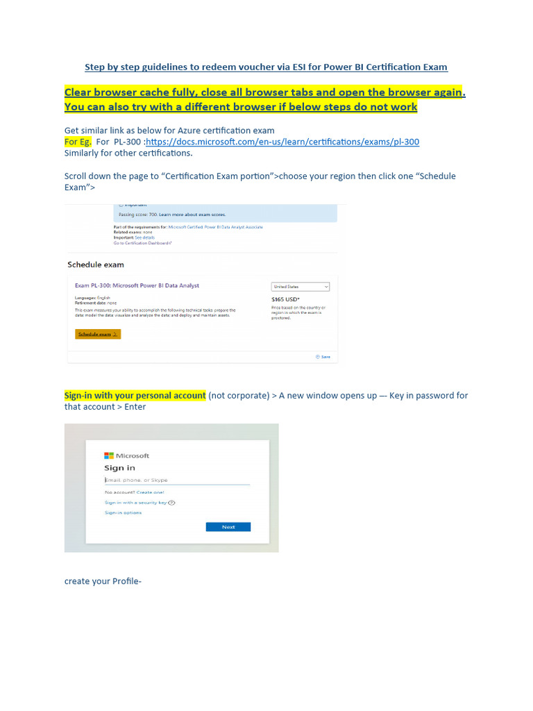 Guidelines For Registering For Power BI - PL-300 | PDF | Computers