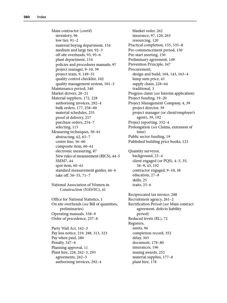 Construction Quantity Surveying - A Practical Guide For The Contractor's QS - 372 | PDF | Supply ...