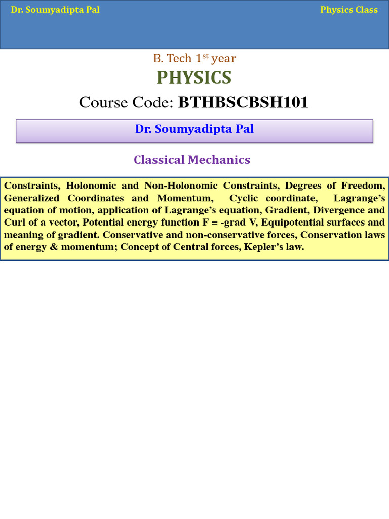 Classical_Mechanics_PPT | PDF | Classical Mechanics | Lagrangian Mechanics