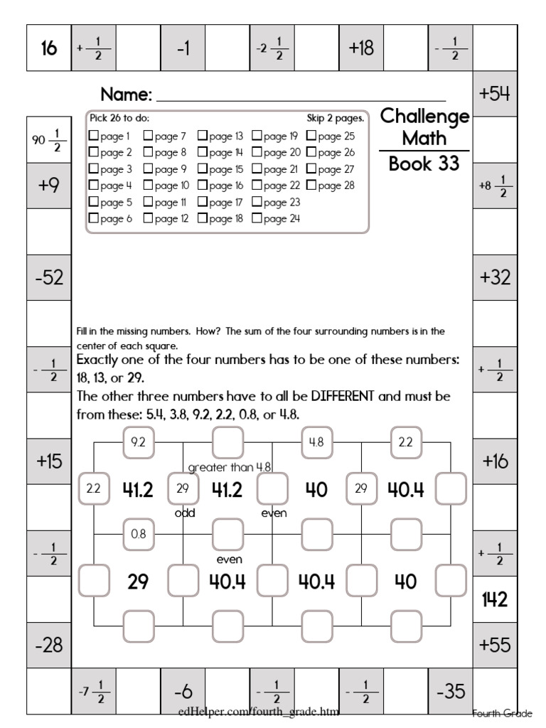 4th Grade Math Worksheets | PDF