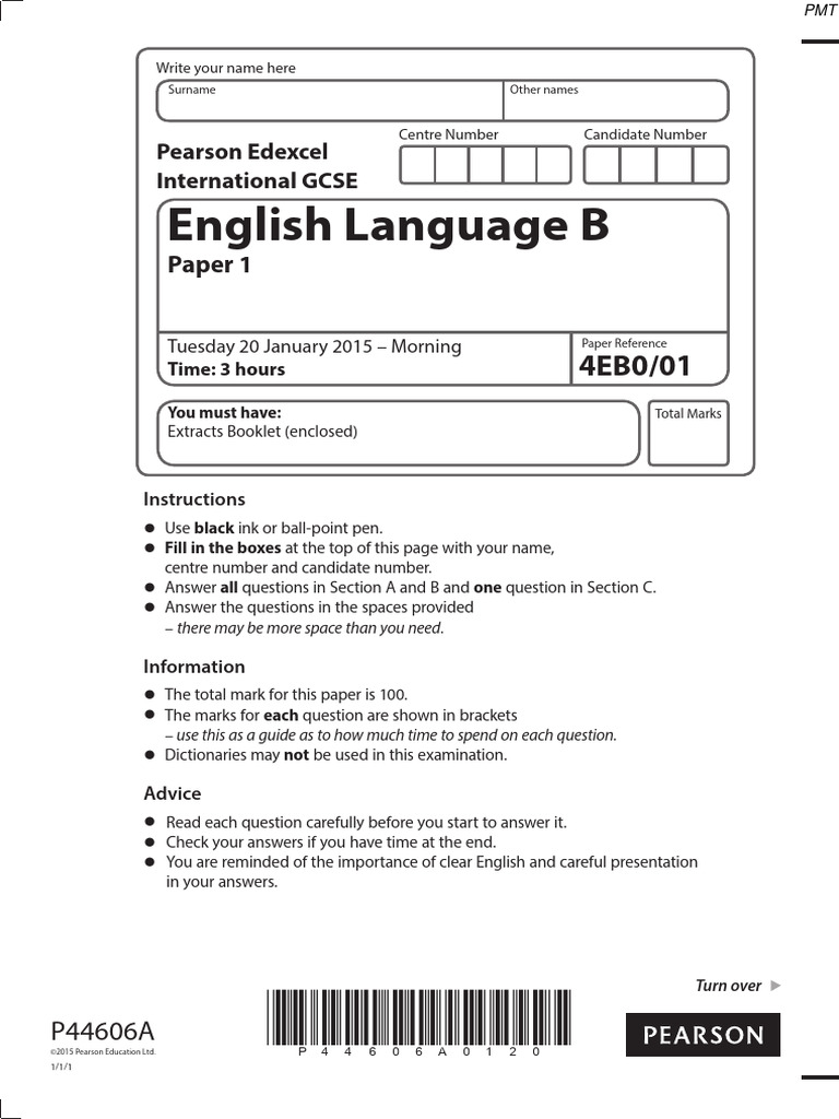 January 2015 QP - Paper 1 Edexcel (B) English Language IGCSE | PDF ...