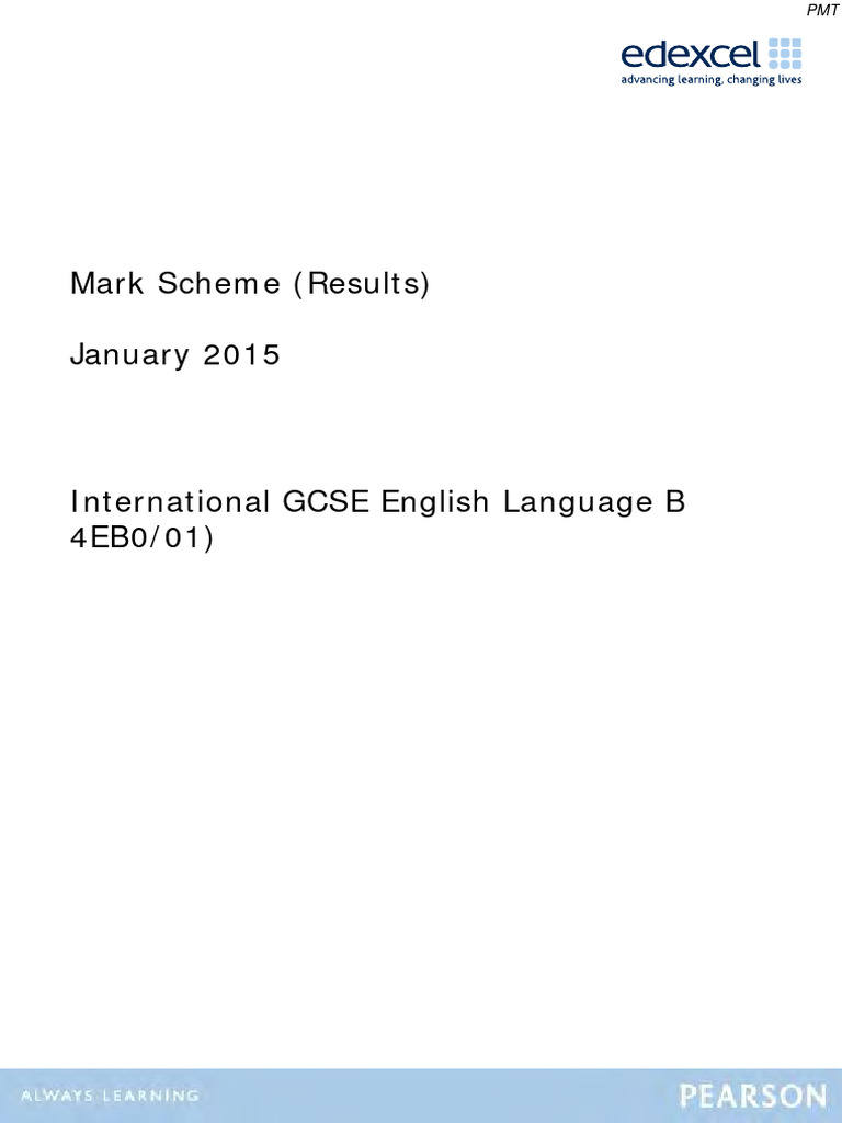 January 2015 MS - Paper 1 Edexcel (B) English Language IGCSE | PDF ...