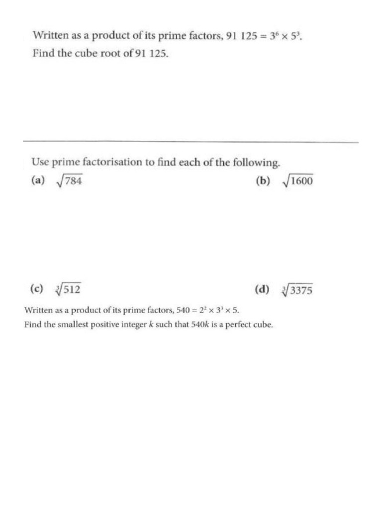 Exercise Square Root, Cube Root, Perfect Square, Perfect Cube | PDF