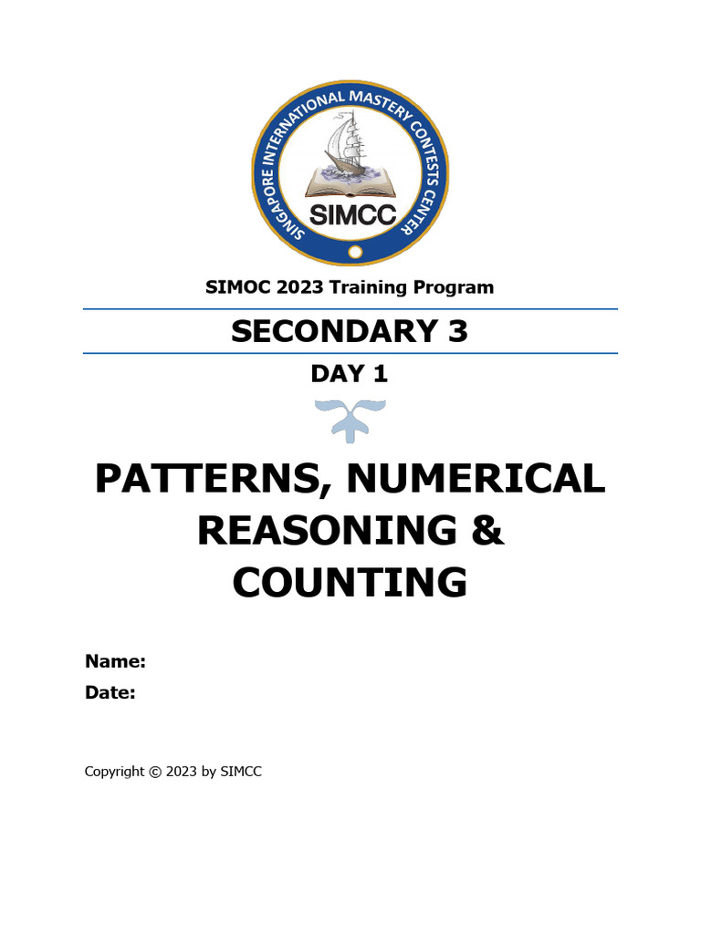 Sec 3 SIMOC Day 1 | PDF | Integer | Summation