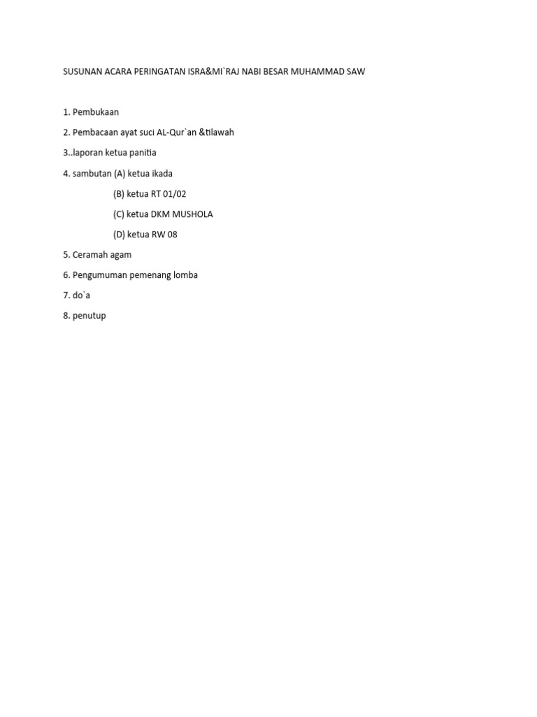 Susunan Acara Peringatan Isra | PDF