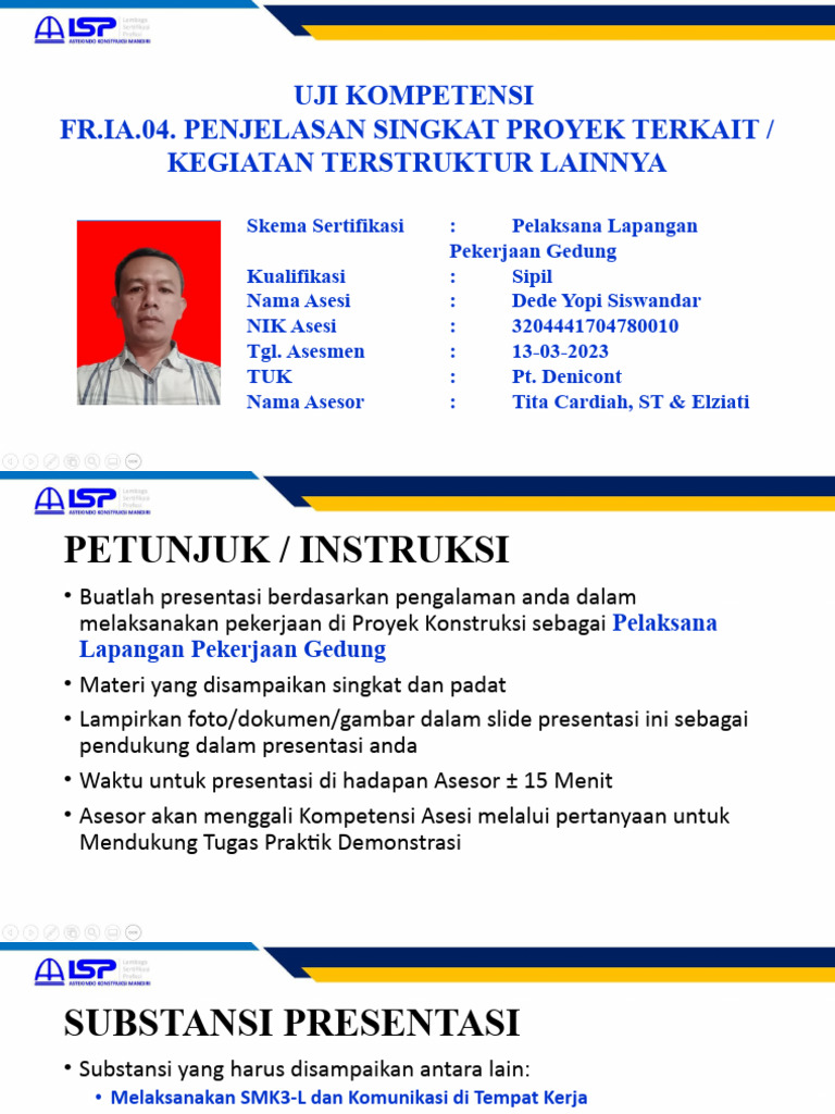 Tugas Asesi - Dede Yopi Siswandar - Pelaksana Pekerjaan Bangunan Gedung Jenjang 4 | PDF | Griya ...