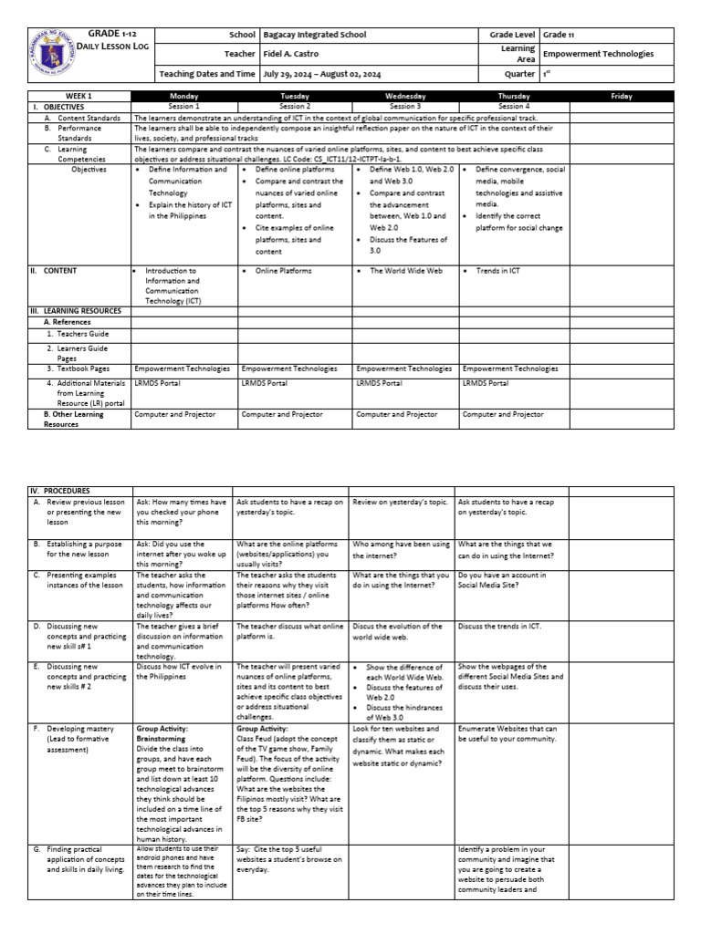 Etech-Week 1 | PDF | Educational Technology | World Wide Web