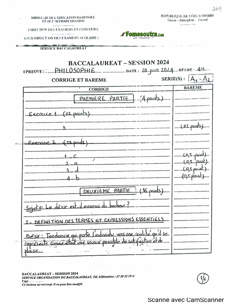 Sujet+Corrigé Bac 2024 Philo Seria A1 & A2 | PDF