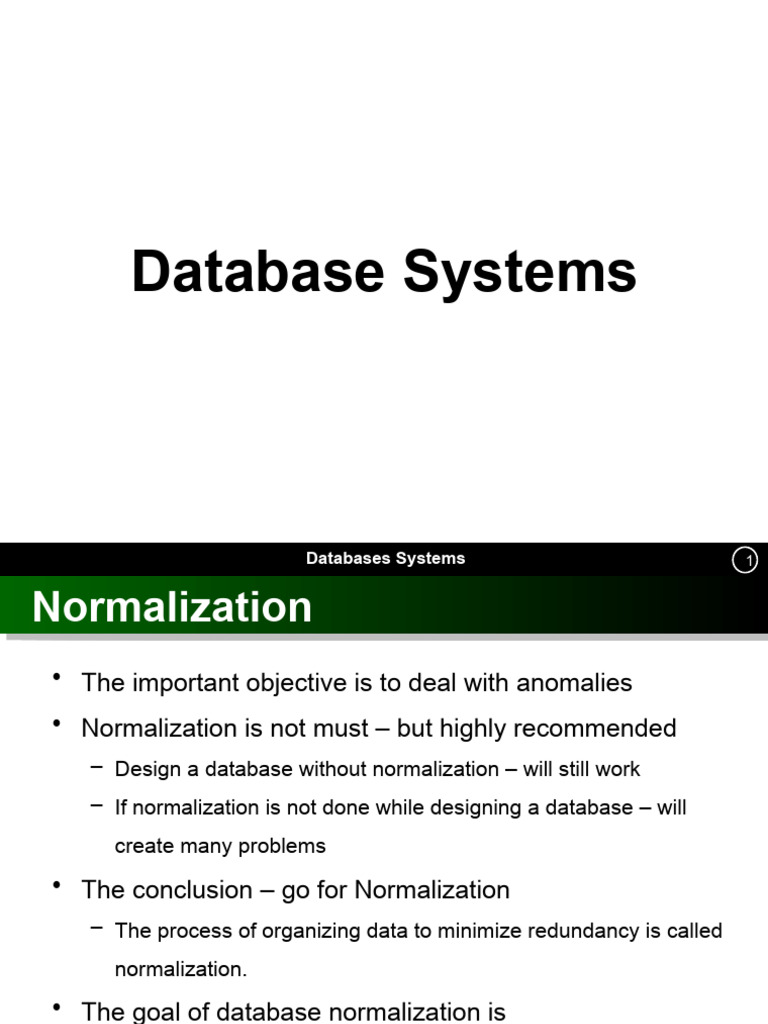 DB Lecture W09a Normalization | PDF | Information Technology Management | Data