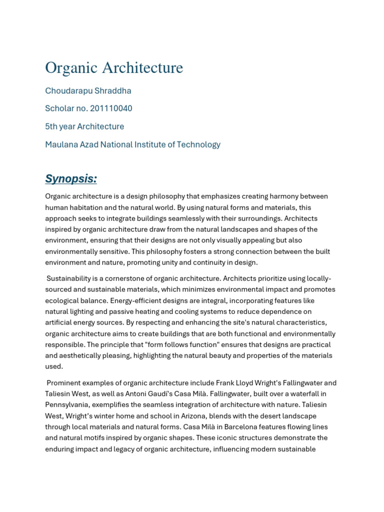 Organic Architecture RESEARCH PAPER | PDF | Sustainability | Climate ...