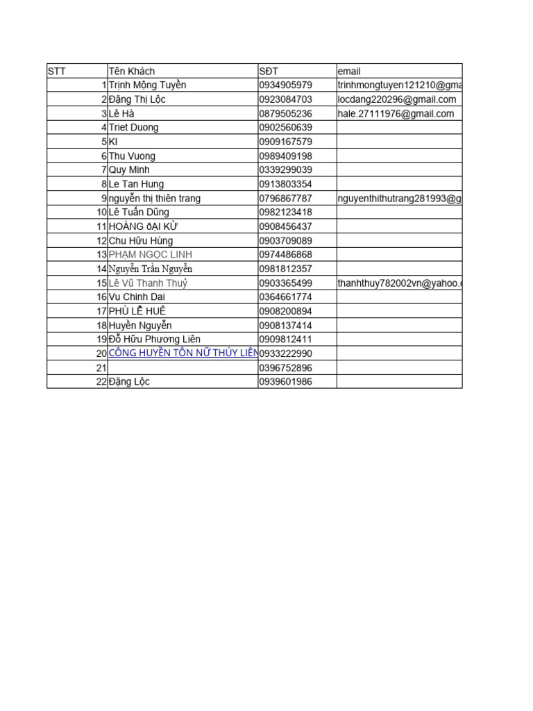 Data Khách MKT Picity Sky Park - DUY | PDF