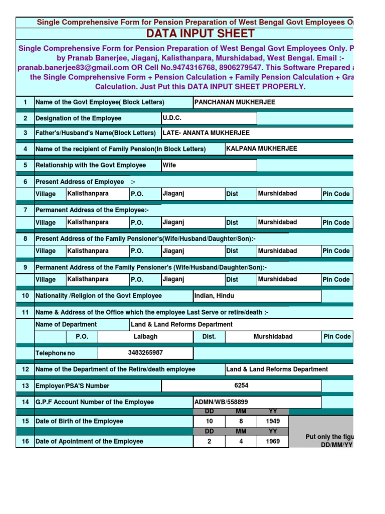 West Bengal Pension Comprehensive Form | PDF | Pension | Retirement