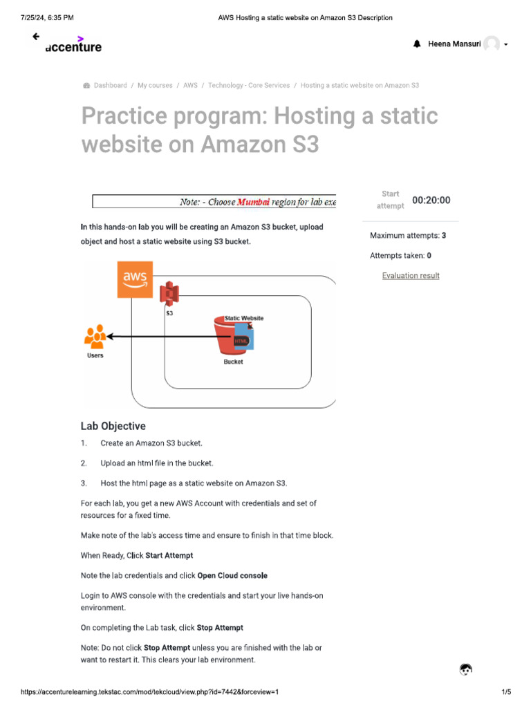 Hosting Static Website On Aws Assesment | PDF