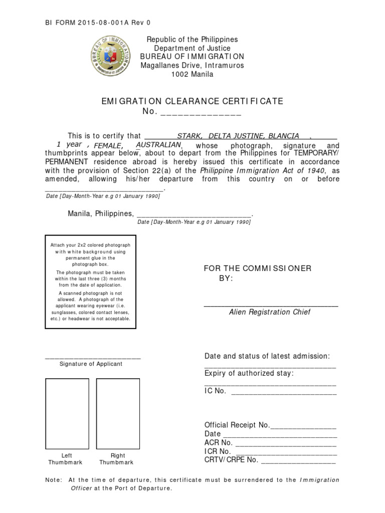 Emigration Clearance Certificate No. | PDF | Government | Justice