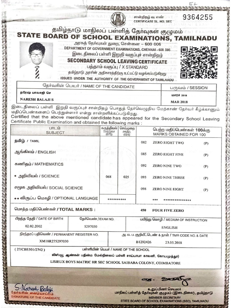 10th Marksheet | PDF