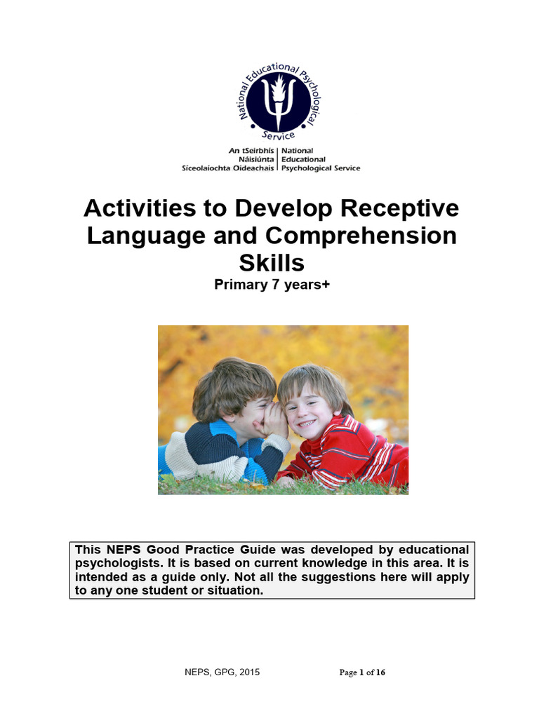 Receptive Skills Worksheet Simple | PDF