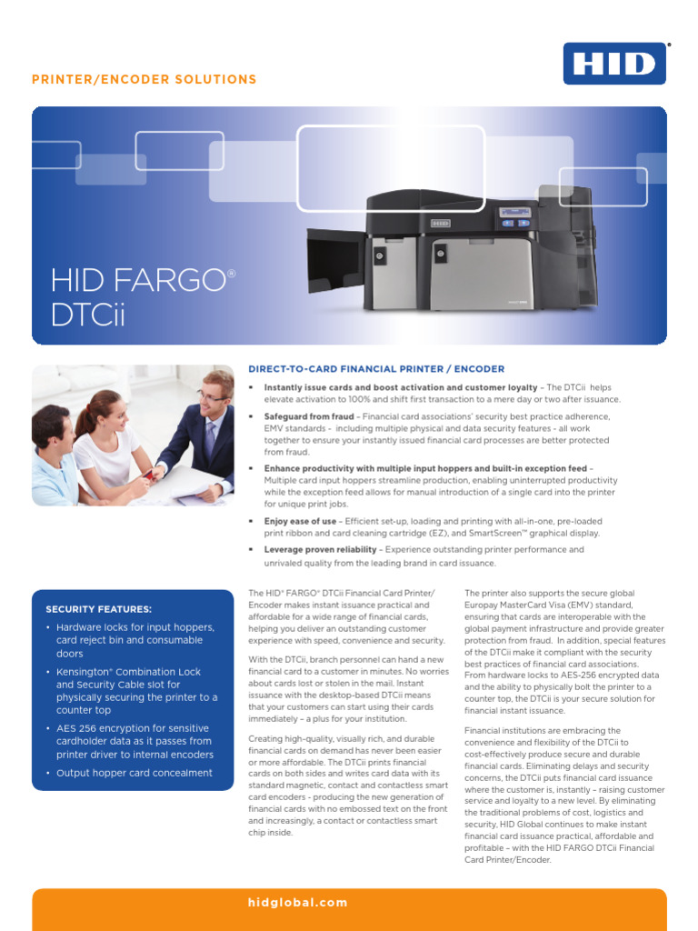 fargo-dtcii-ds-en | PDF | Printer (Computing) | Emv