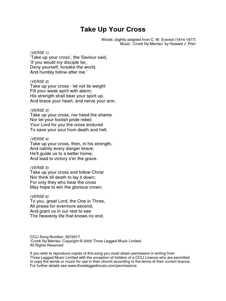 Take Up Your Cross-Lyrics | PDF
