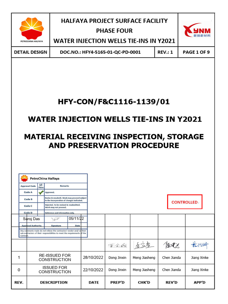 Material Receiving Inspection, Storage and Preservation Procedure | PDF ...