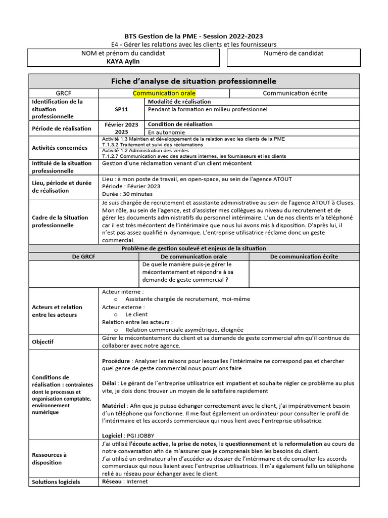Gestion des réclamations clients en PME | PDF | la communication | Business
