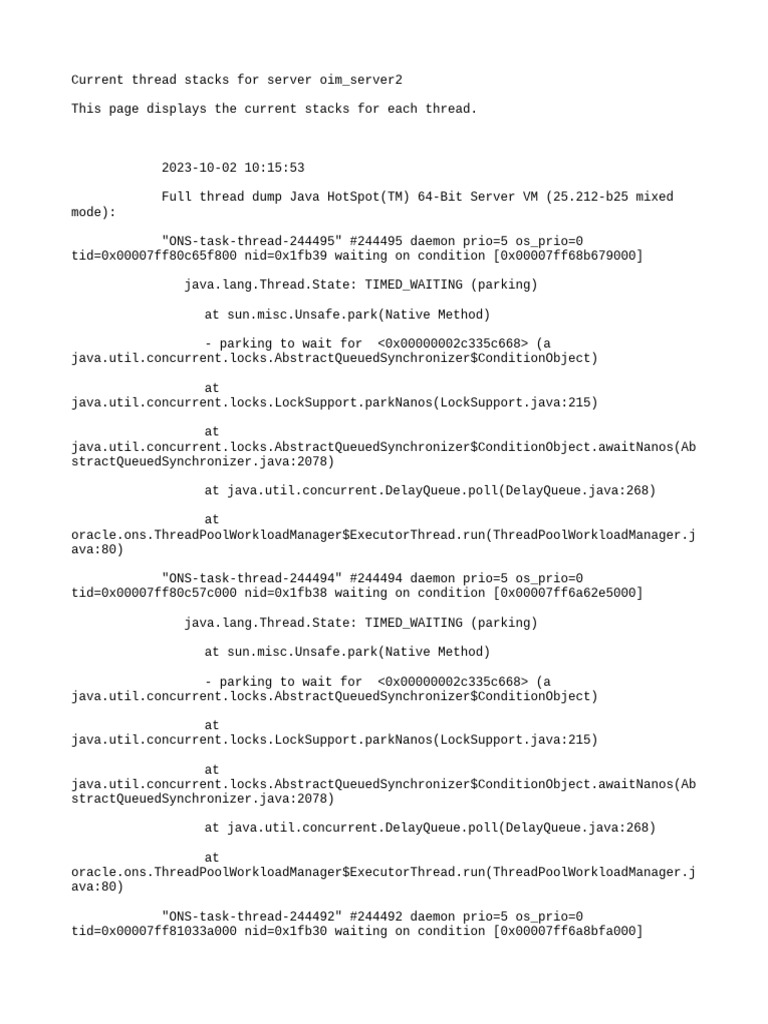 Oim2 Threads Dump 02102023 | PDF | Software Development | Software Engineering