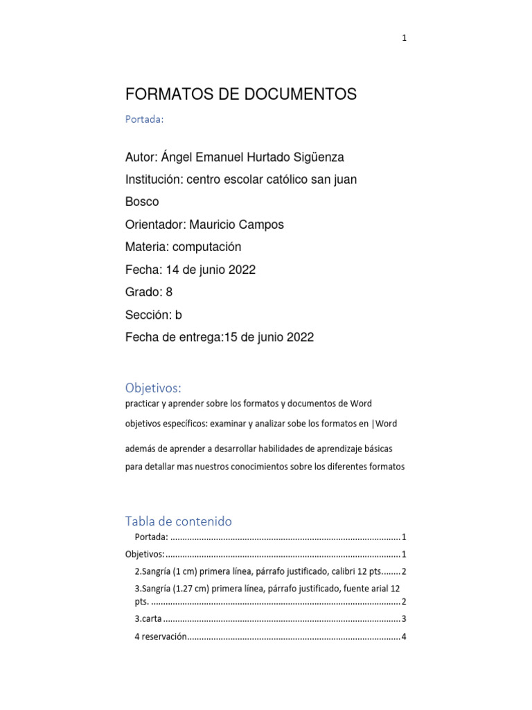 Formatos de Documentos: Portada | PDF | Comportamiento