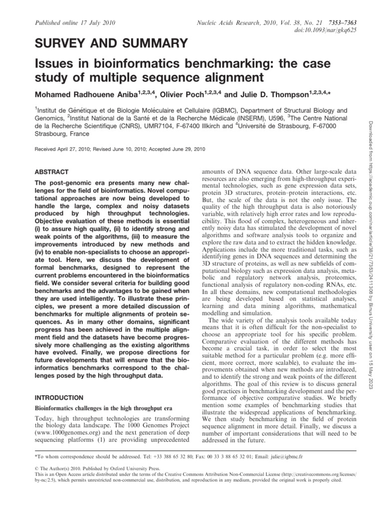 aniba MSA gkq625 | PDF | Sequence Alignment | Bioinformatics