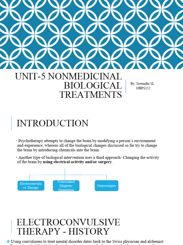 Non-Medicinal Biological Treatments | PDF | Electroconvulsive Therapy ...