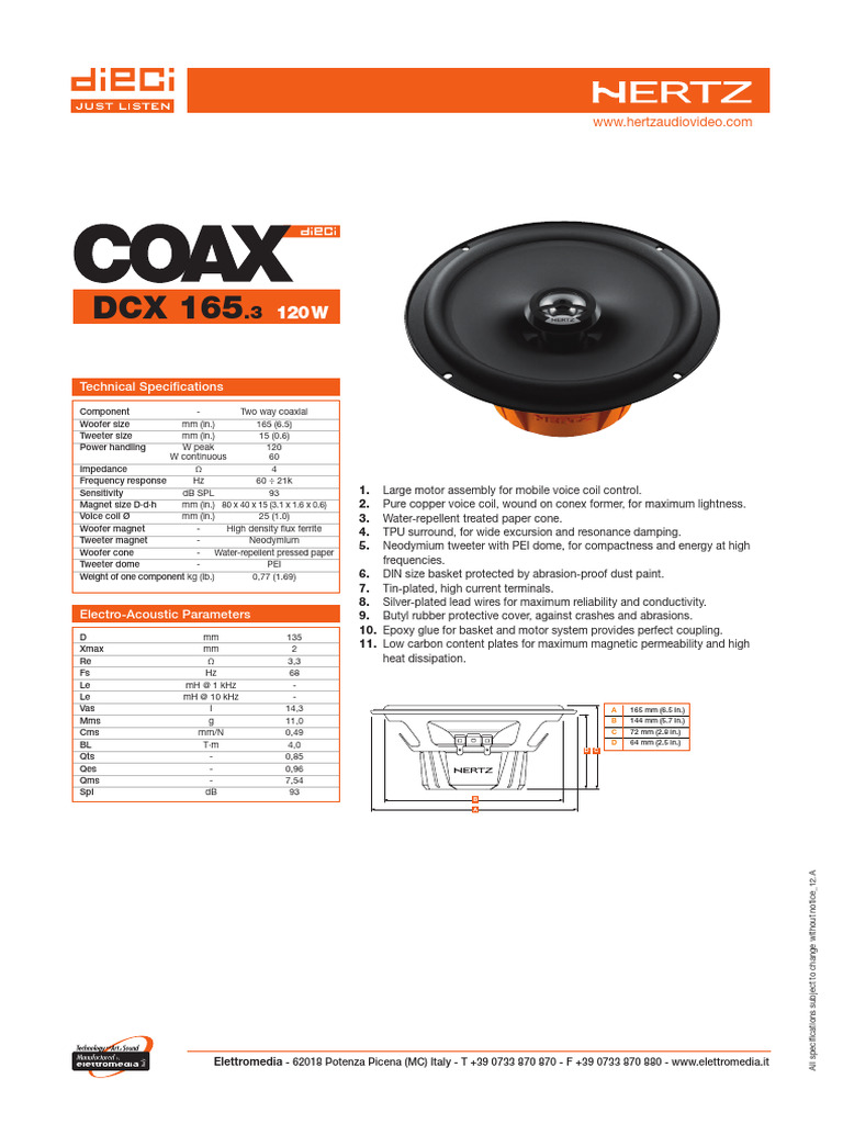 Hertz Dieci DCX 165 Tech | PDF | Inductor | Electricity
