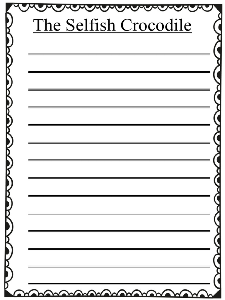 The Selfish Crocodile Writing Lines | PDF