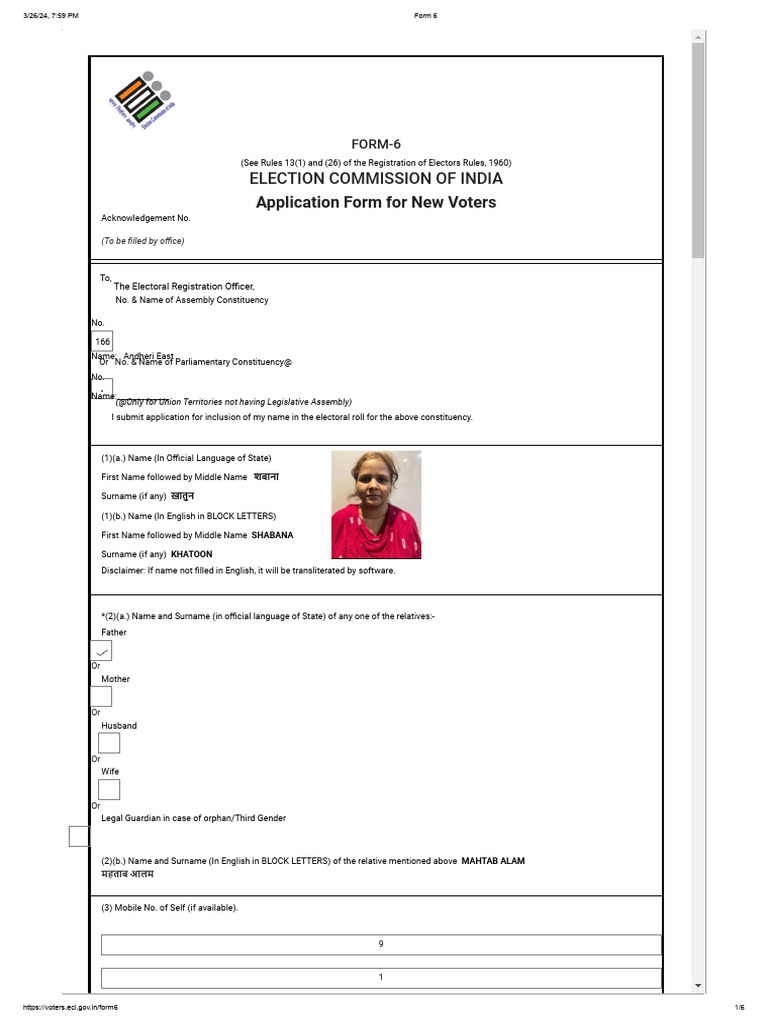Form 6 | PDF | Electoral District | Government