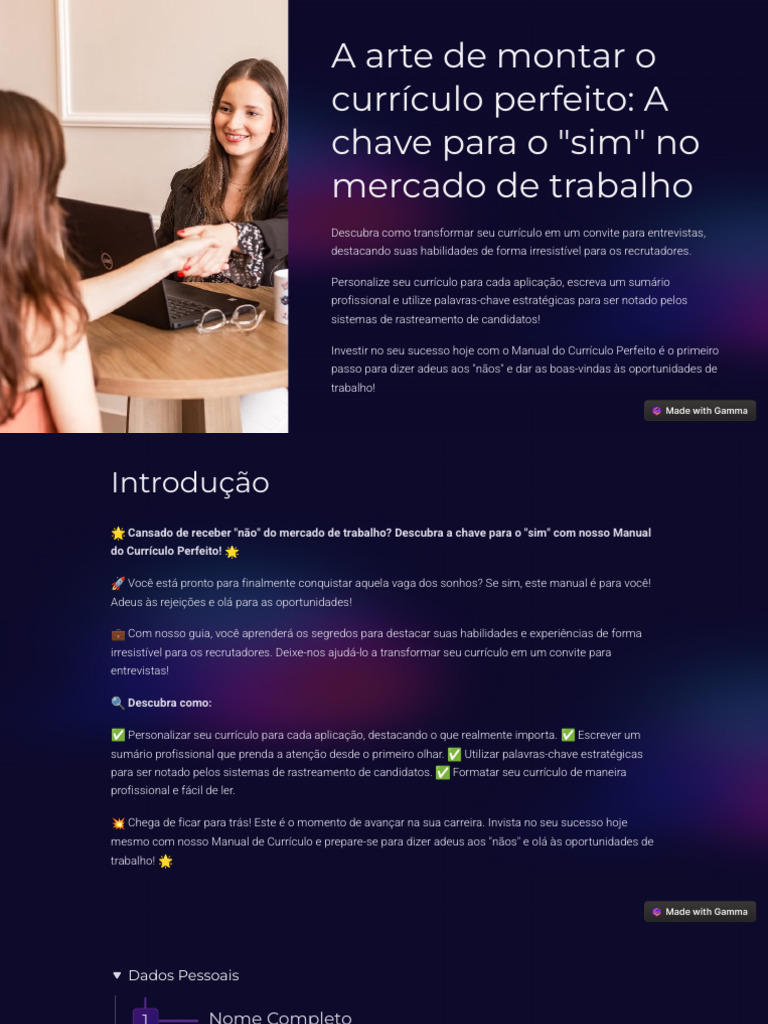 A Arte de Montar o Curriculo Perfeito A Chave para o Sim No Mercado de Trabalho | PDF | Recrutamento