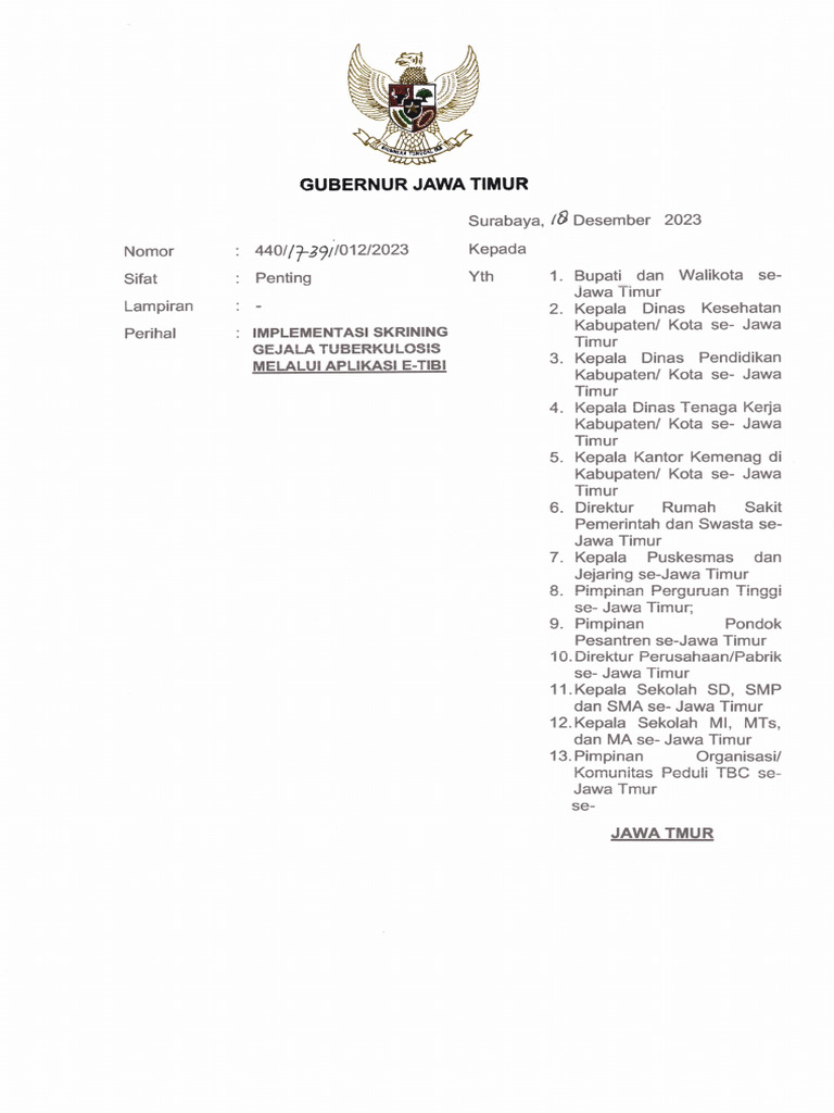 Se Gubernur Jatim Implementasi Skrining Gejala Tuberkolosis Melalui ...
