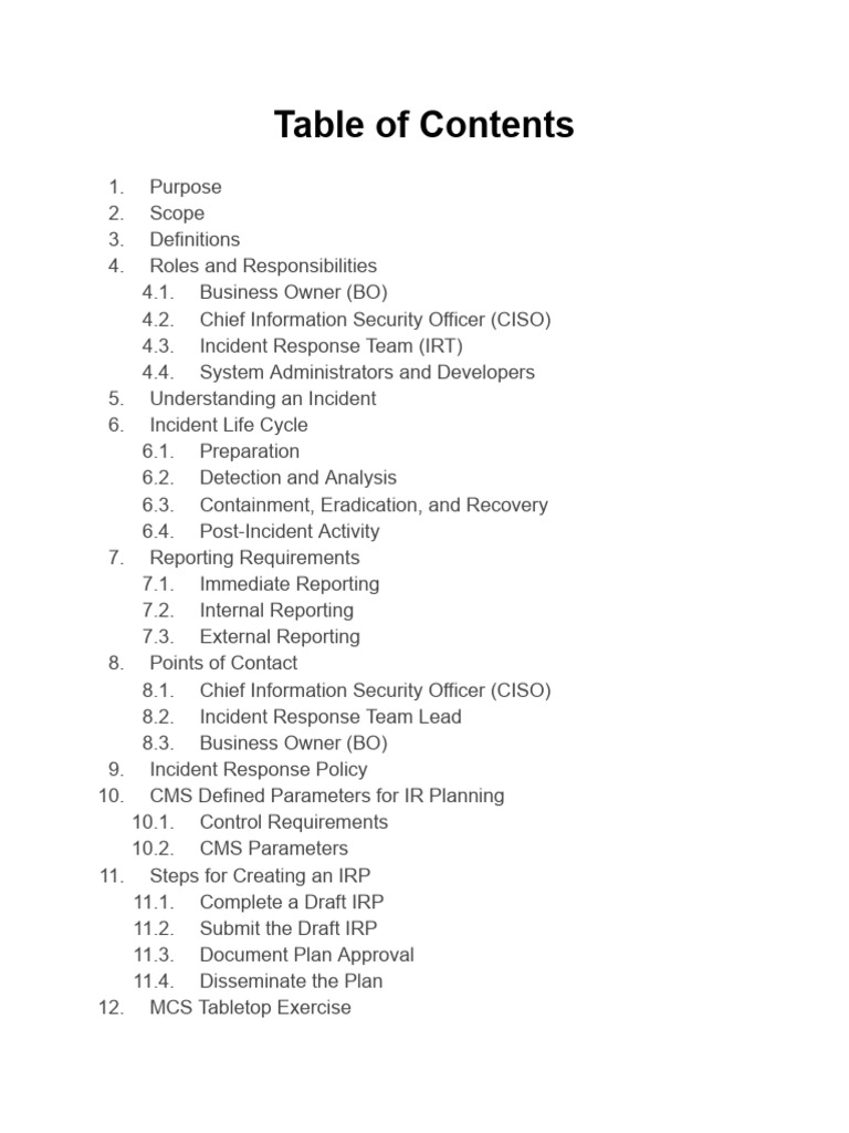 Irp Plan | PDF | Information Security | Incident Management