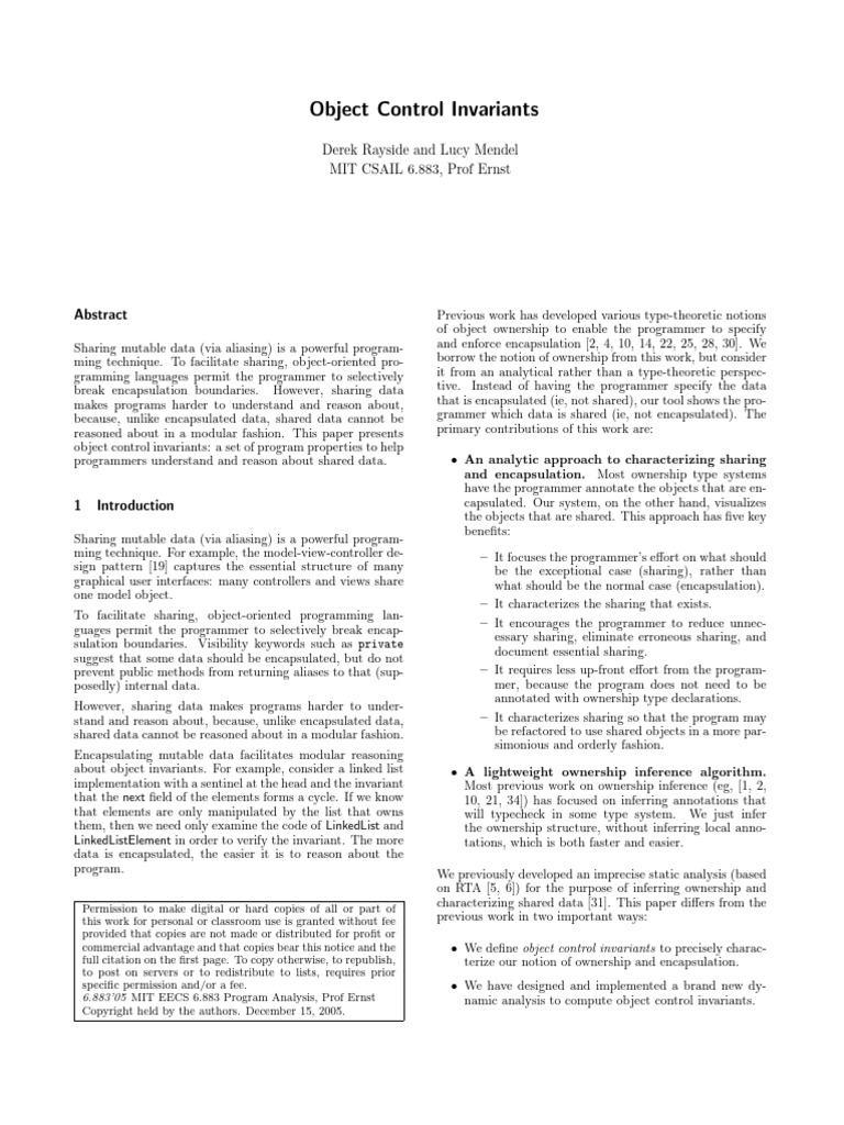 Object Control I Pdf Class Computer Programming Object Computer Science