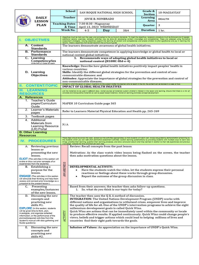 DLPhealth Q4 - Week 3&4 | PDF | Learning | Educational Assessment