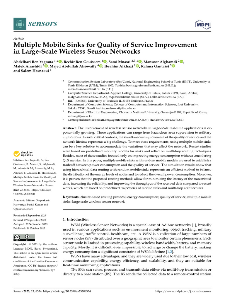 Sensors: Multiple Mobile Sinks For Quality of Service Improvement in Large-Scale Wireless Sensor ...