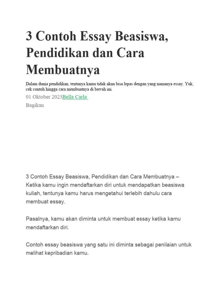 3 Contoh Essay Beasiswa | PDF