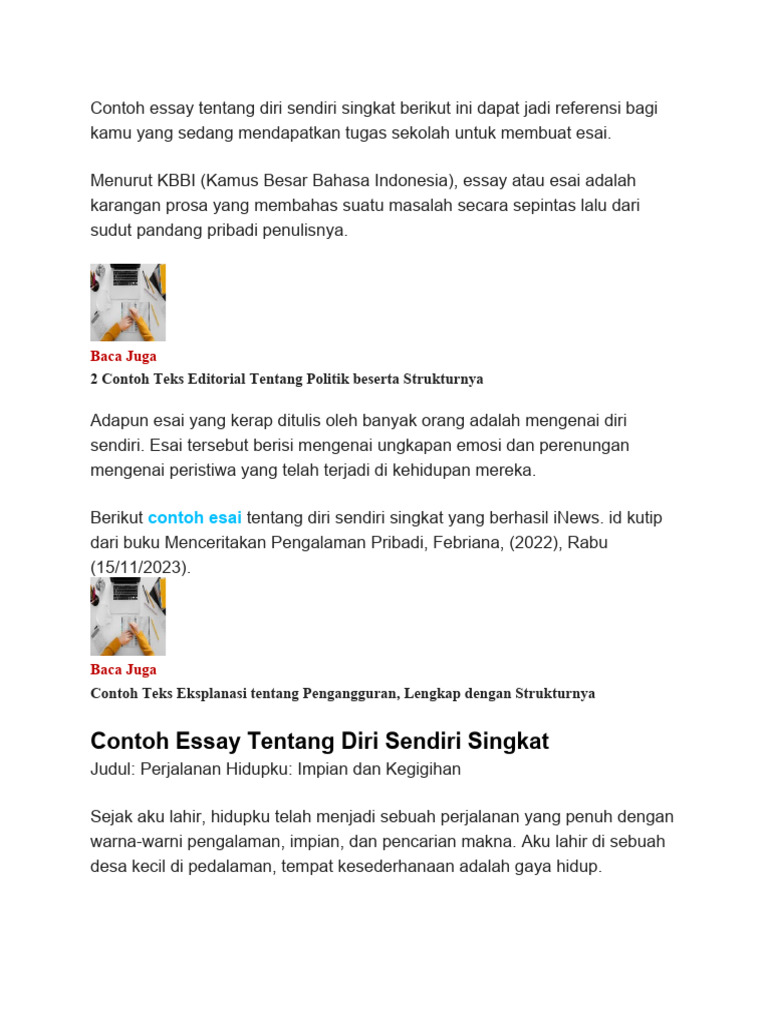 Contoh Essay Tentang Diri Sendiri Singkat Berikut Ini Dapat Jadi ...