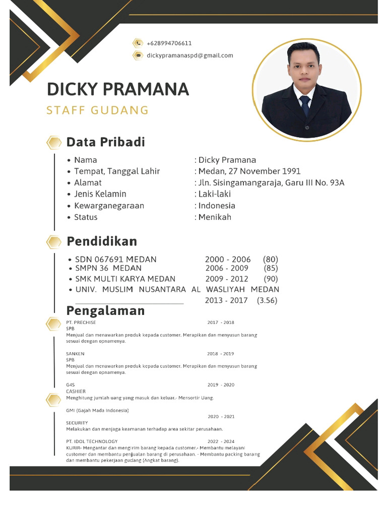Berkas Lamaran Kerja Dicky Pramana. | PDF