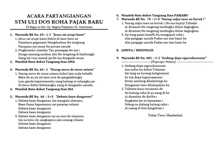 Acara Partangiangan STM Dos Roha Suka Rame | PDF | Seni & Disiplin ...